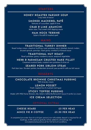 Dylan's Restaurant | Dylan's Christmas Menu 2022 - Book Now!